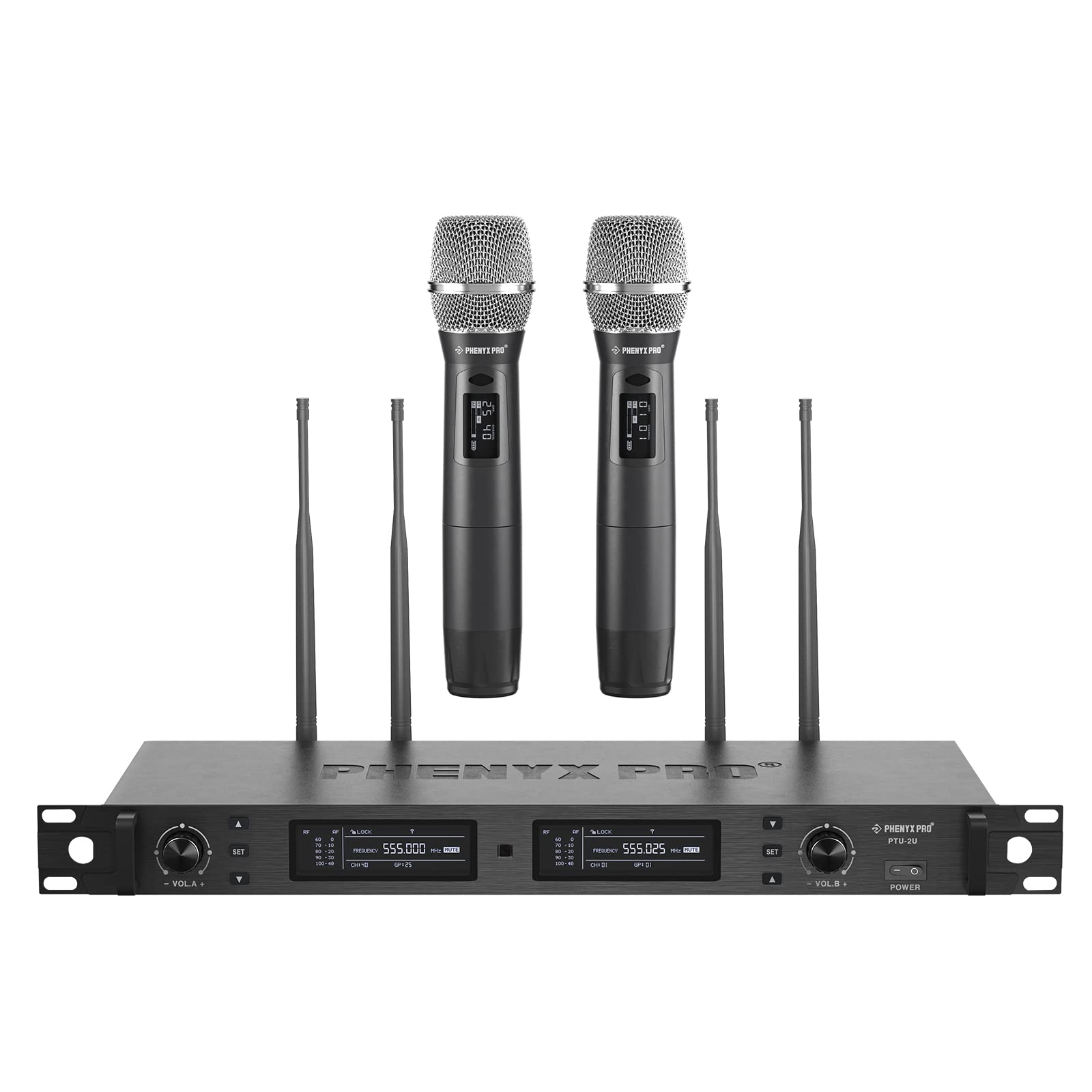 Phenyx Pro Wireless Microphone System, True Diversity Dual Cordless Mic ...