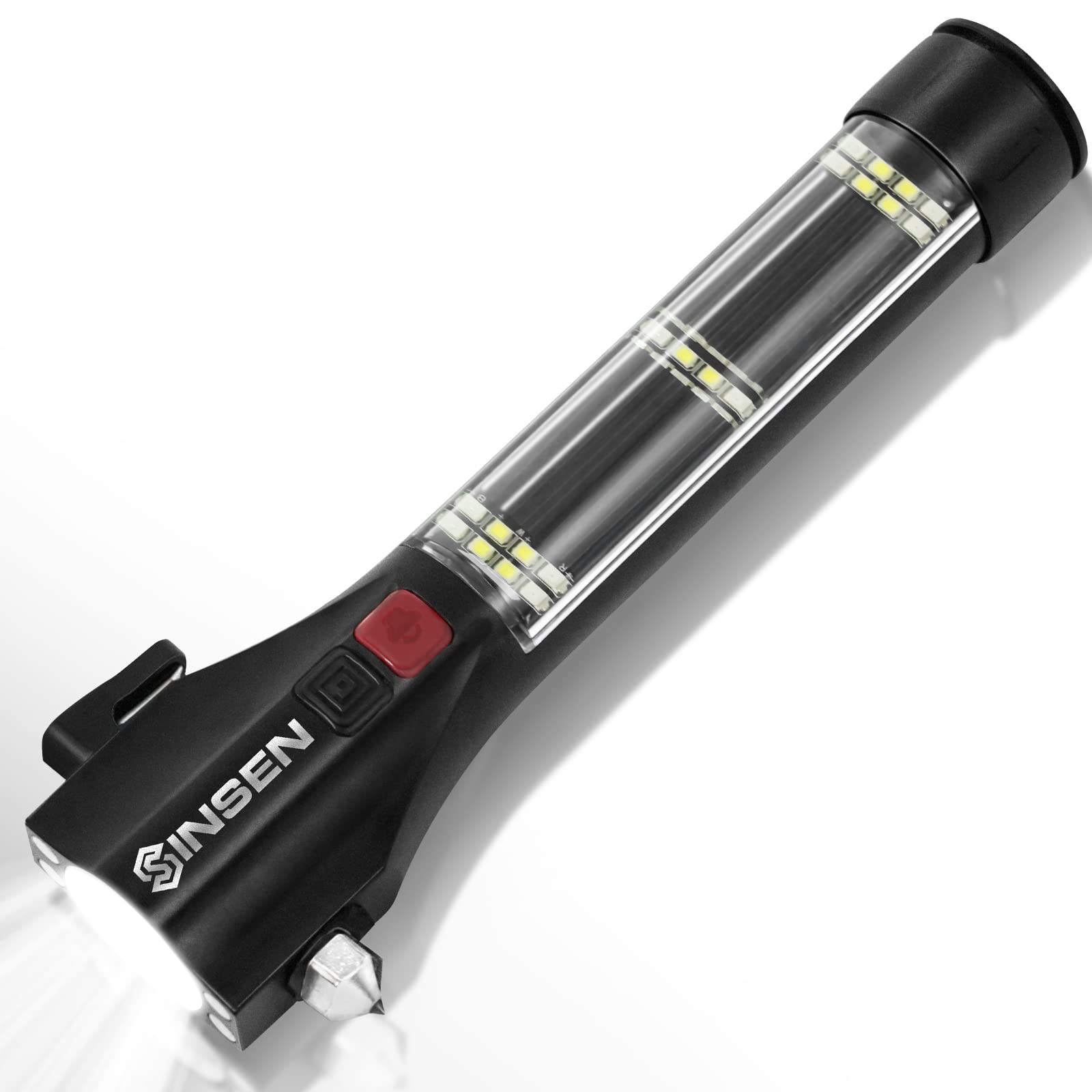 SINSEN Car Safety Hammer Flashlight, Tactical Emergency Rescue Tool ...