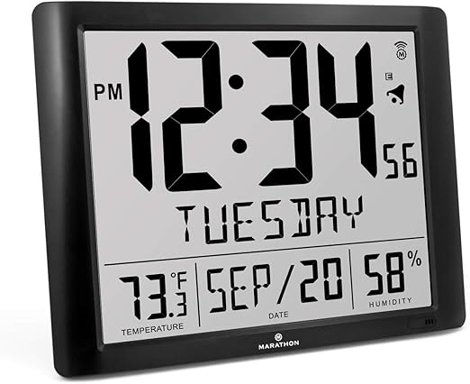 Marathon Super Jumbo Atomic Full Calendar Wall Clock 7 Time Zones 