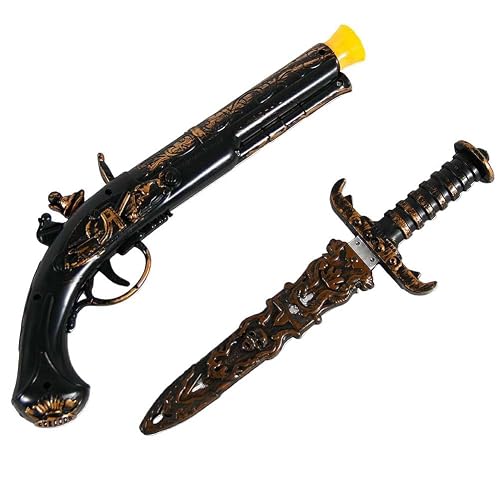 Pirate Sword and Gun Set Pirate Toys Plastic Sword Fake Dagger with ...