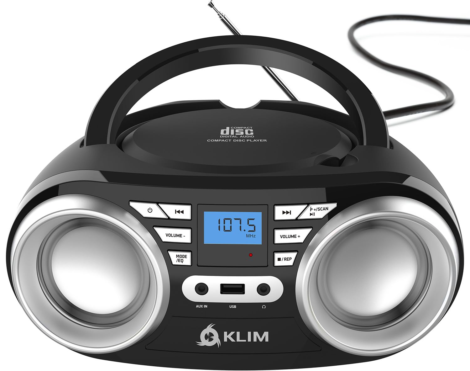 KLIM B3 Portable CD Player Boombox with FM Radio, Bluetooth, USB, AUX ...