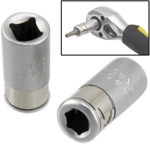 Generic 1/4" Hex-to-Square Adapter Socket Use Any Bit With Power Tool ...