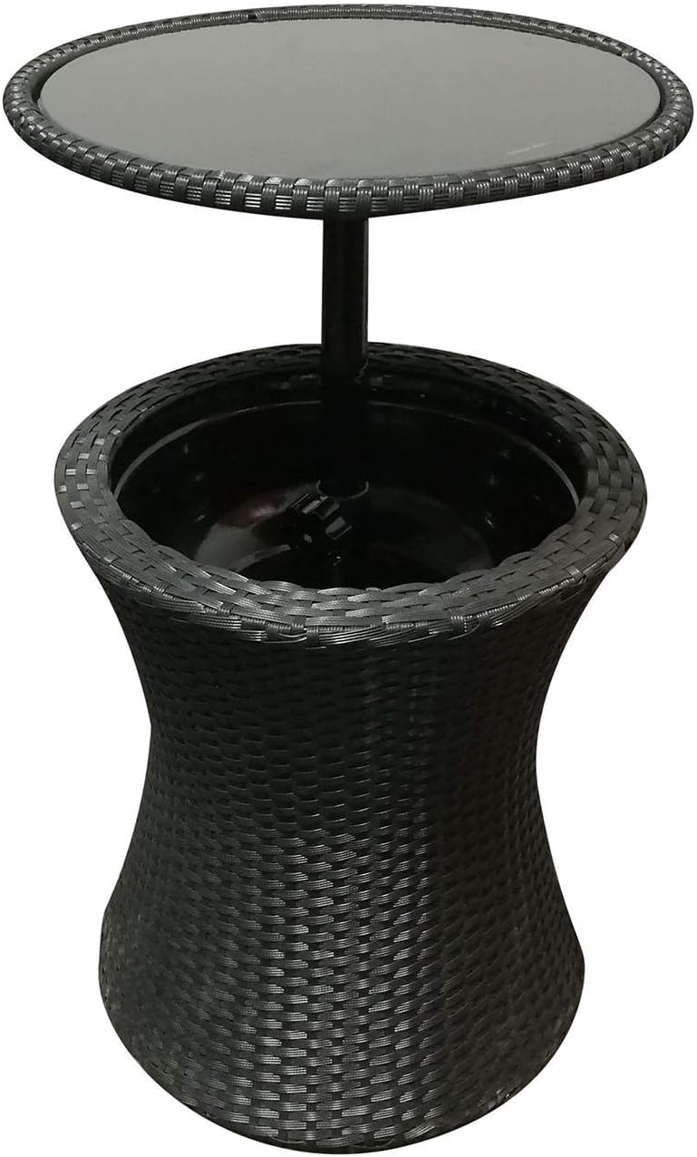 Azuma Ibiza Drinks Cooler Table With Glass Table Top Rattan Effect ...