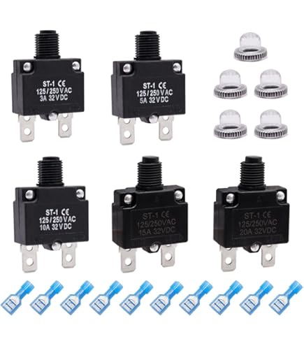 15 Amp Breaker Manual Reset Circuit Breaker Kit - 3A/5A/10A/15A/20A ...