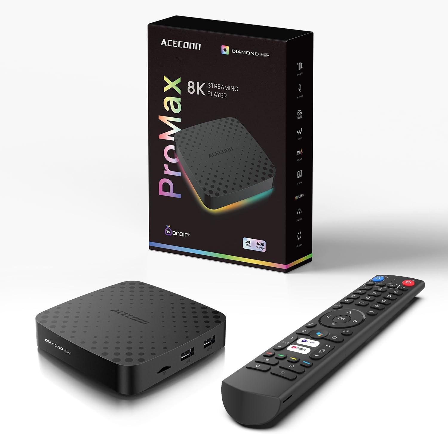 Mua 2024 Aceconn Diamond ProMax 8K Android 11 4GB+64GB Smart TV Box 2.4 ...