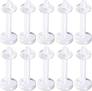 BodyJ4You 10PC Piercing Retainers Clear Bioflex Plastic 16G Labret Lip ...