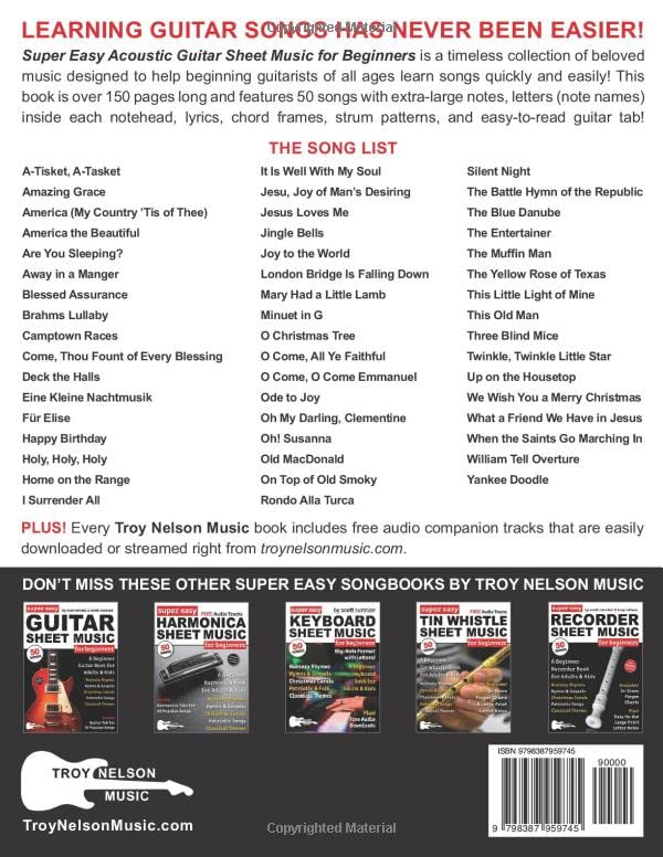 Super Easy Acoustic Guitar Sheet Music For Beginners: A Beginner Guitar ...