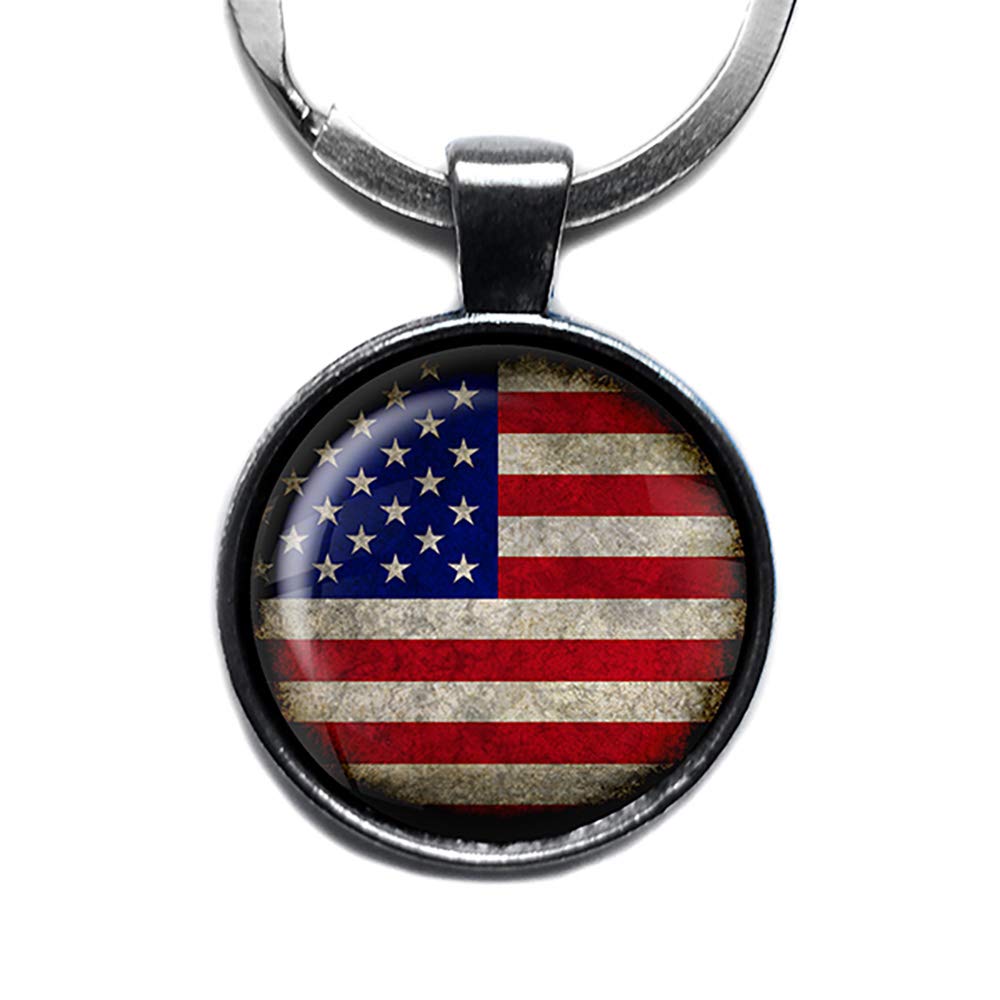 Amazon.com: United States of America USA Flag Silver Keychain Keyring ...
