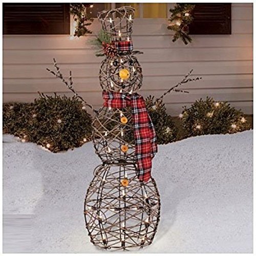 Amazon.com: 33" Pre-lit Grapevine Snowman Christmas Outdoor Yard Decor ...
