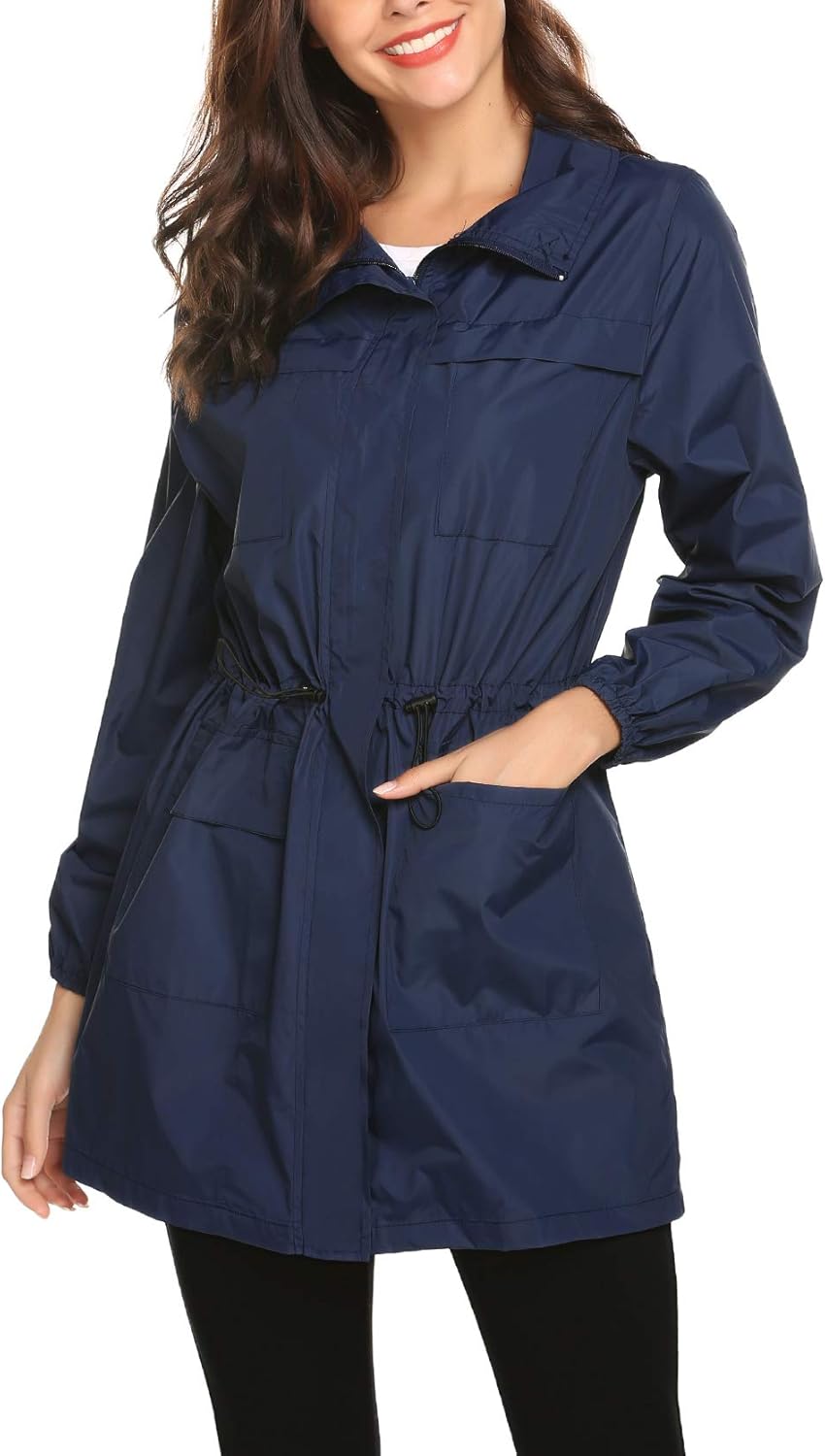 Amazon.com: ZHENWEI Women Raincoat Water Resistant Lightweight Outdoor ...