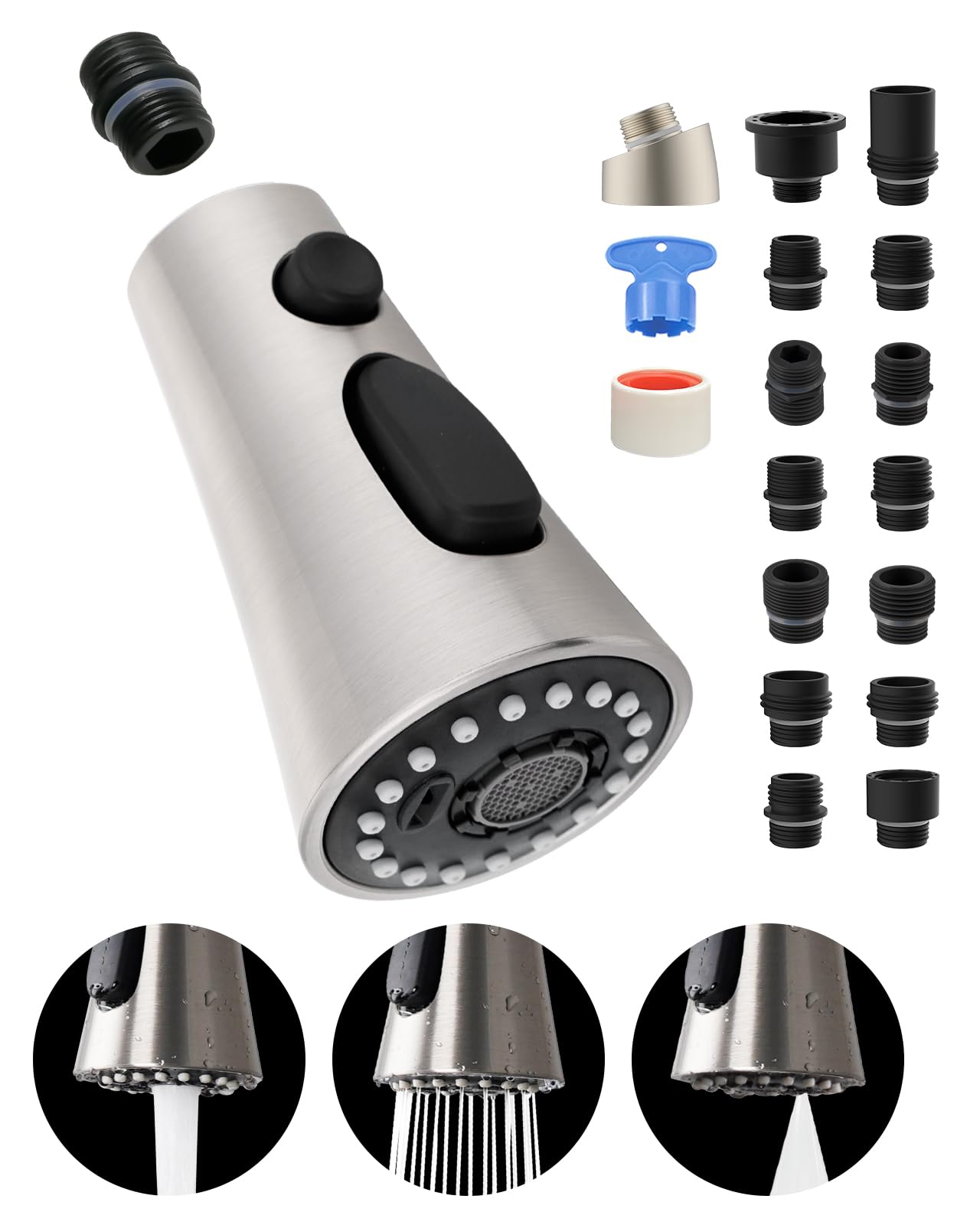 Universal Kitchen Faucet Head Replacement with 15 Adapter Kit ...