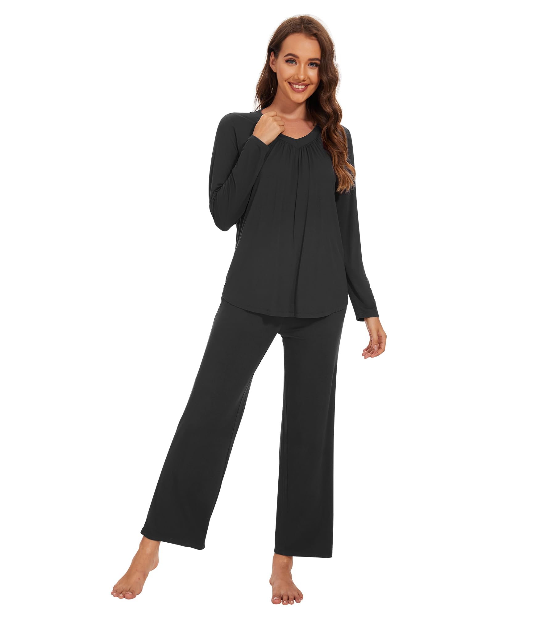 WiWi Womens Pajamas Set Sleepwear Loungewear Long Sleeve Pajama Sets ...