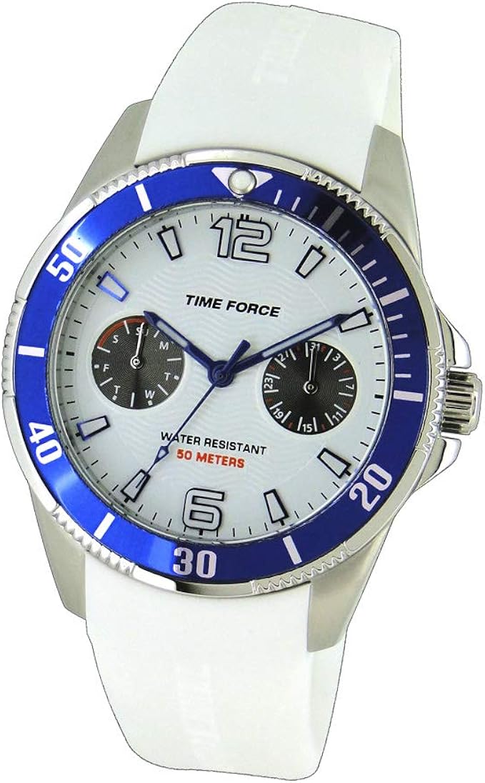 TIME FORCE TF-4110B11 Reloj para Chico, Multifunción, Blanco: Amazon.es ...