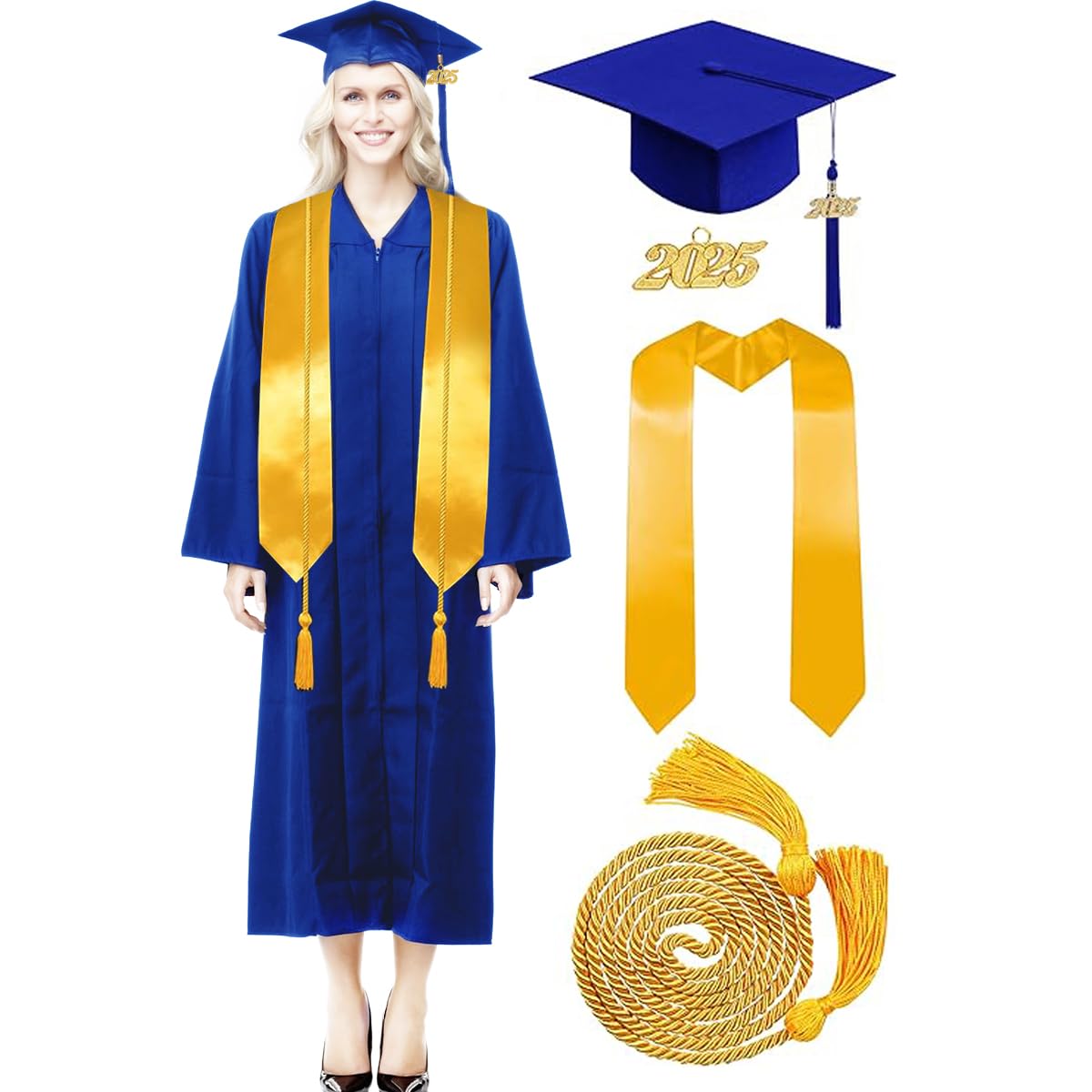 Graduation Gown Cap Tassel Set 2025 for High School and Bachelor, Adult ...