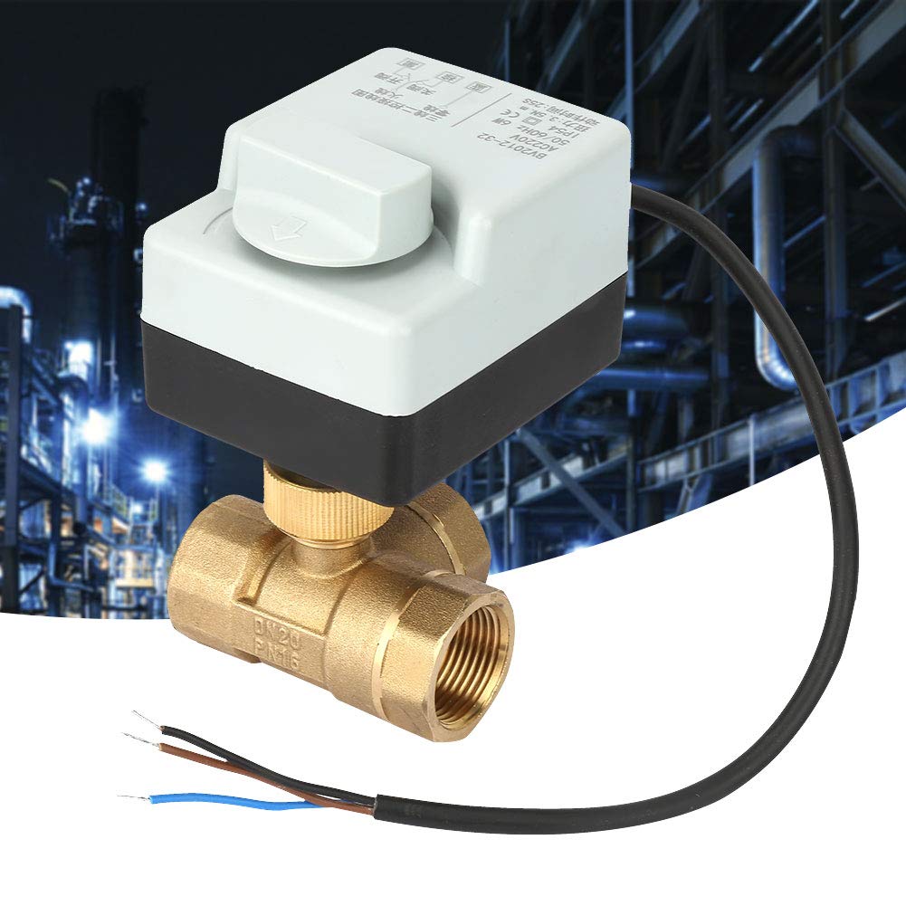 Motorized Ball Valve, AC220V Brass Ball Valve 3 Way 3 Wire Electrical ...