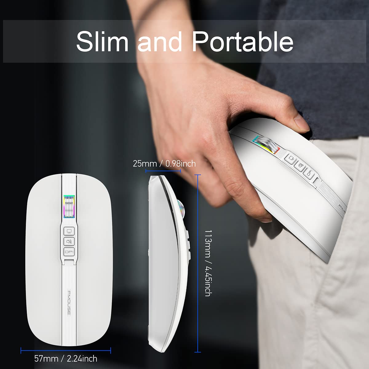 Mua Slim White Wireless Bluetooth Mouse with Multiple Buttons for One ...