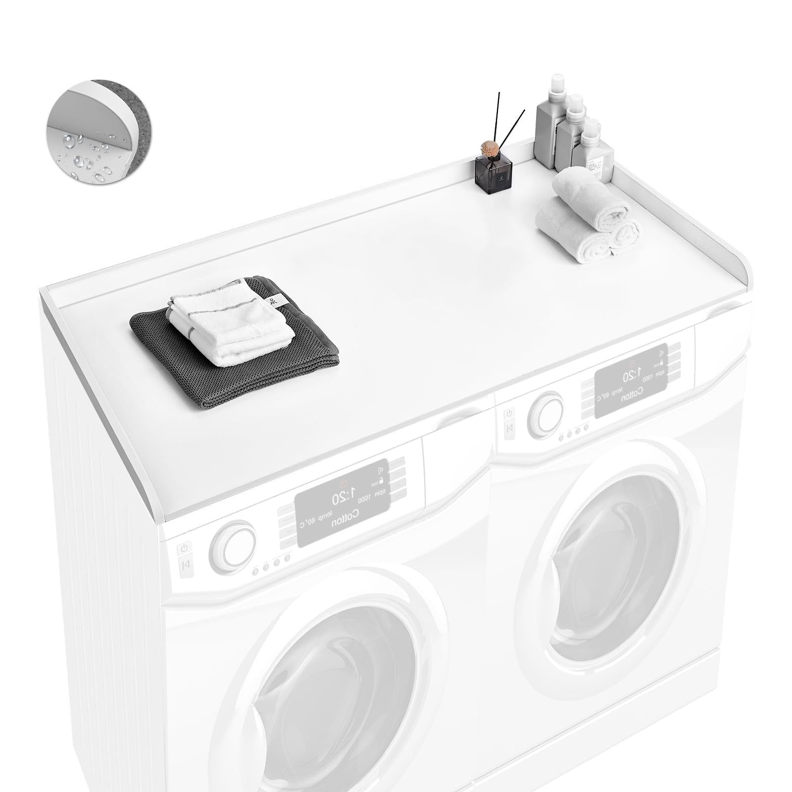EQLOO Washer Dryer Countertop with Edge, 54" x 27.5" Laundry Topper for ...