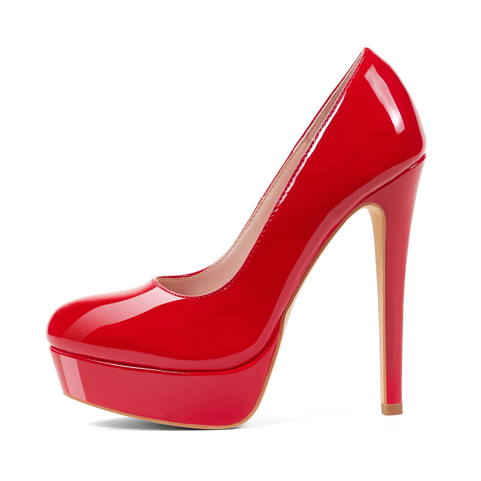 GENSHUO Red High Heels Pumps Closed Toe Platform Heels Stilettos for ...