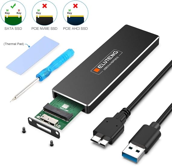 ELUTENG M2 to USB Adapter M.2 SATA NGFF Enclosure Support All SATA B ...