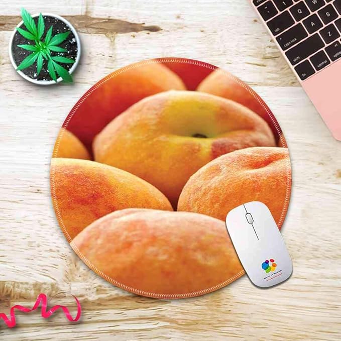 Amazon.com : Round Mouse Pad Mousepad with Peach, Close up Photo of ...