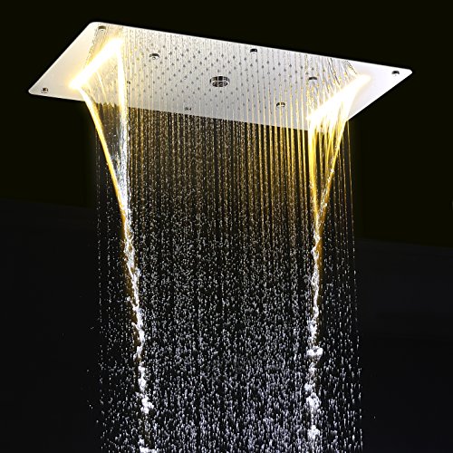 Buy Bathroom Luxury Thermostatic LED Ceiling Mixer Rain Combo Shower ...