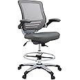 Amazon.com: Modway Edge Drafting Chair - Reception Desk Chair - Flip-Up ...