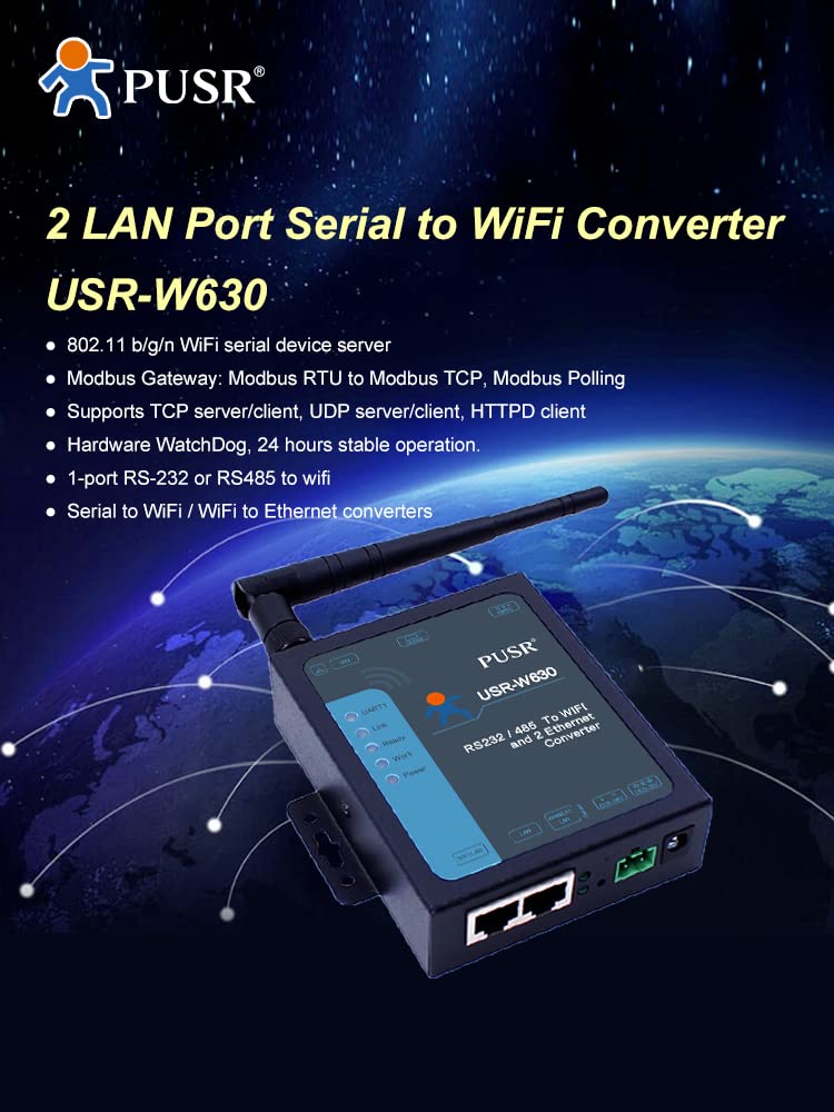 Mua PUSR Industrial WiFi to 2 Ports Ethernet to Serial Converter ...