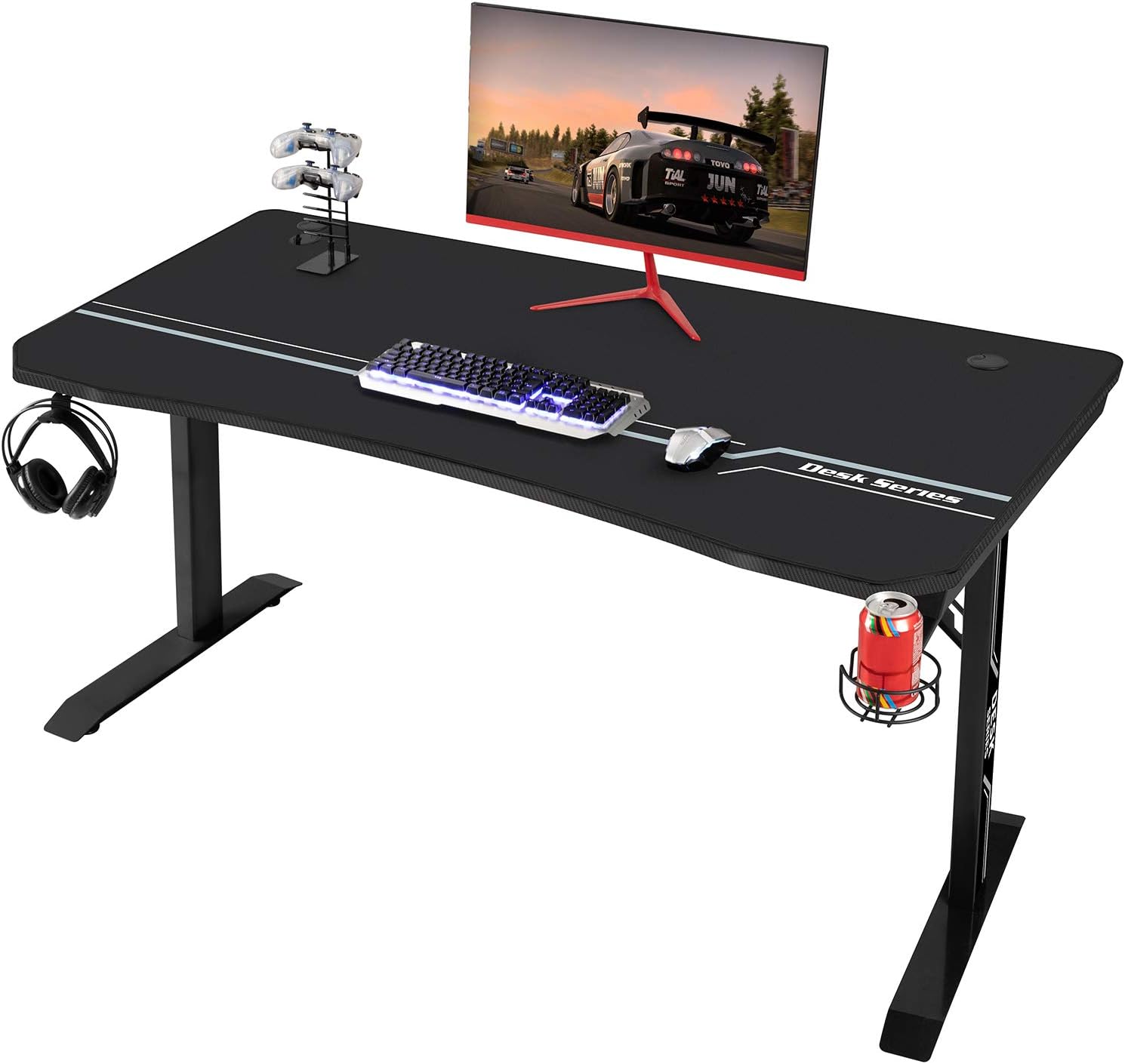 Furmax Gaming Desk T-Shaped 140 cm Office Computer Desk Large PC Gamer ...