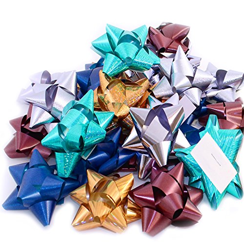 Pack of 50 Self Adhesive Metallic Gift Bows in Assorted Colors | Amazon ...