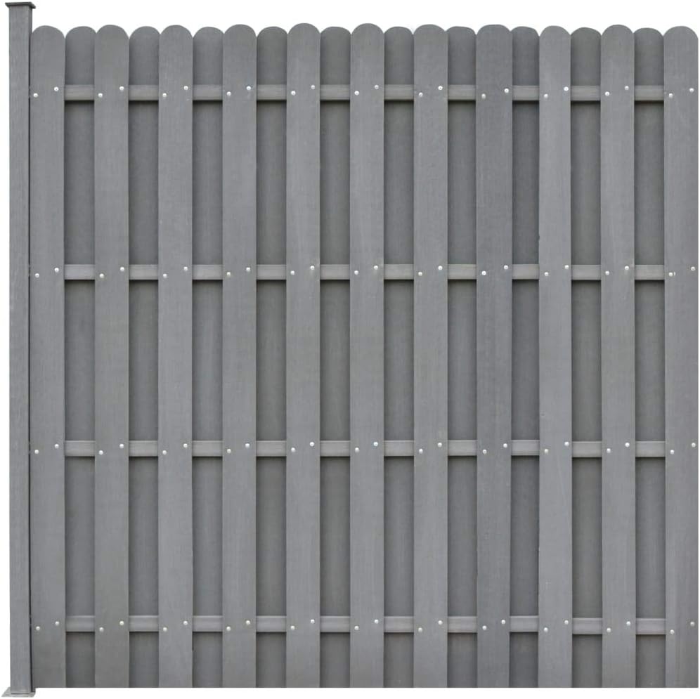 vidaXL WPC Fence Panel with 1 Post 180x180cm Square Grey Garden Edge ...