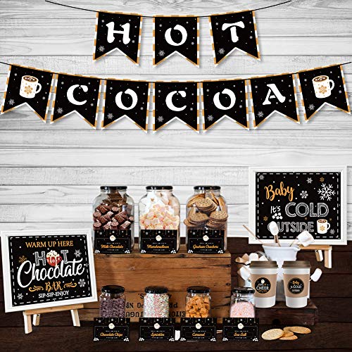 UTOPP Hot Cocoa Bar Kit - Hot Cocoa Bar Banner Hot Chocolate Toppings ...