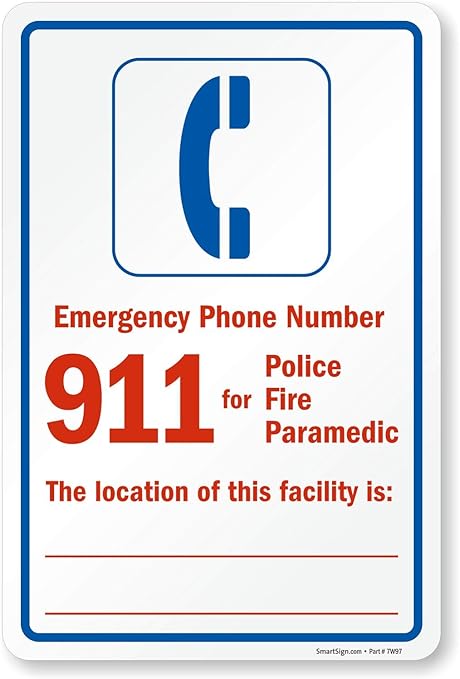 "Emergency Phone Number 911 for Police, Fire" Label by SmartSign | 12 ...