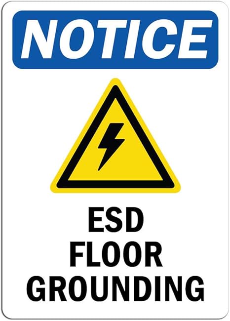 Amazon.com : Notice - ESD Floor Grounding Sign with Symbol | Label ...