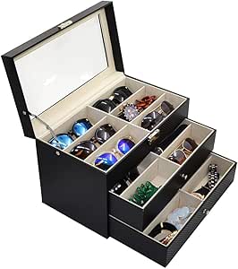 Amazon.com: ADTL 3 Layer 18 Slots Eyeglass Sunglass Storage Box Display ...