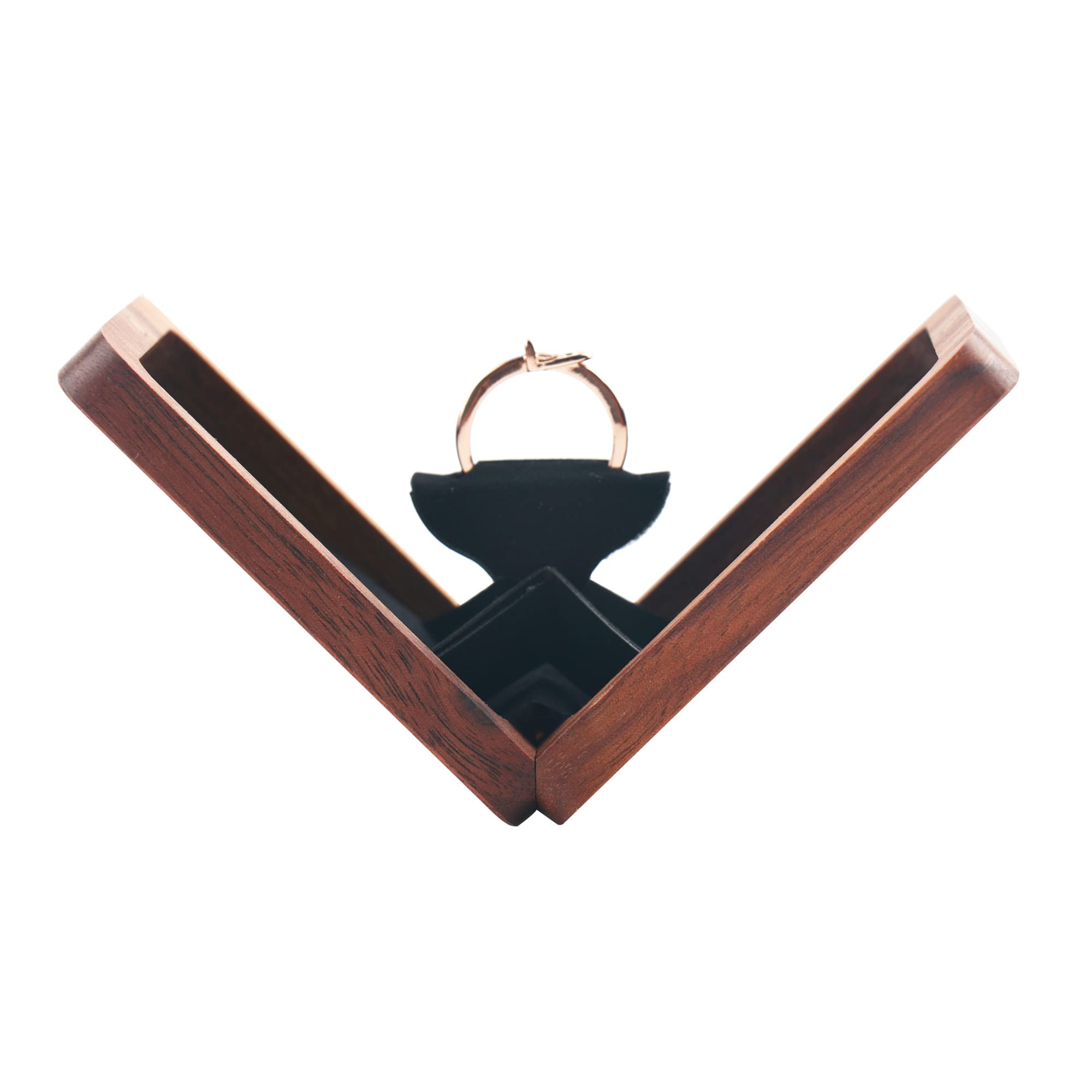 Yookin Handcrafted Wooden Rotating Ring Box Magnetic Closure Ring ...