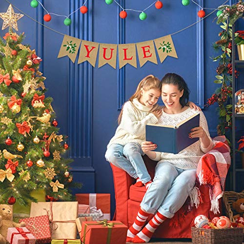 Rainlemon Burlap Yule Banner Pagan Christmas Mistletoe Rustic Winter ...