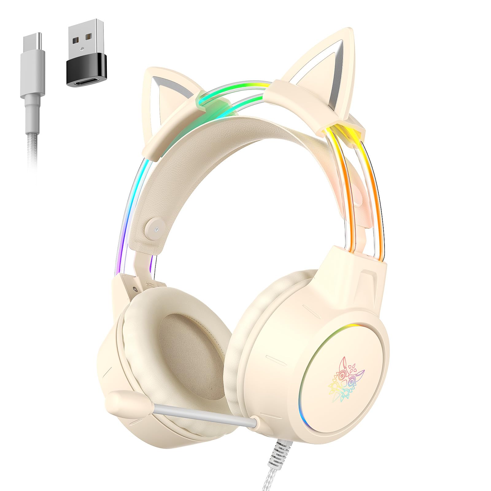 Gaming Headset with Detachable Cat Ear for PC PS4 PS5 Xbox One Switch ...