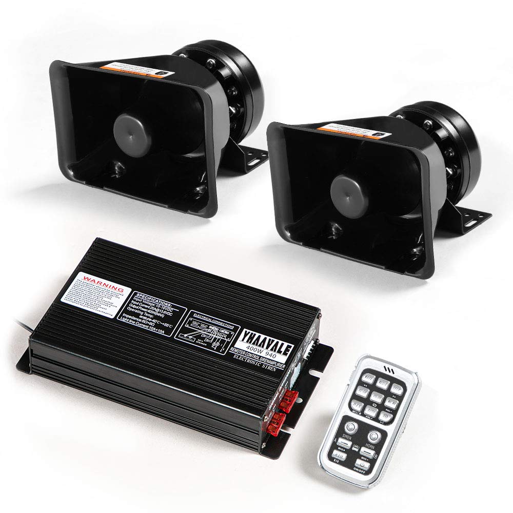 YHAAVALE Car Police Siren,400W 940 Signal Division PA System,Wireless ...