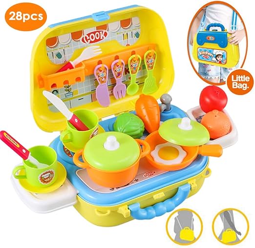 Buyger 28 PCS Childrens Pretend Play Kitchen Toy Food For 3 Year Olds Girls Boys With Carry Case buyger-28-pcs-childrens-pretend-play-kitchen-toy-food-for-3-year-olds-girls-boys-with-carry-case