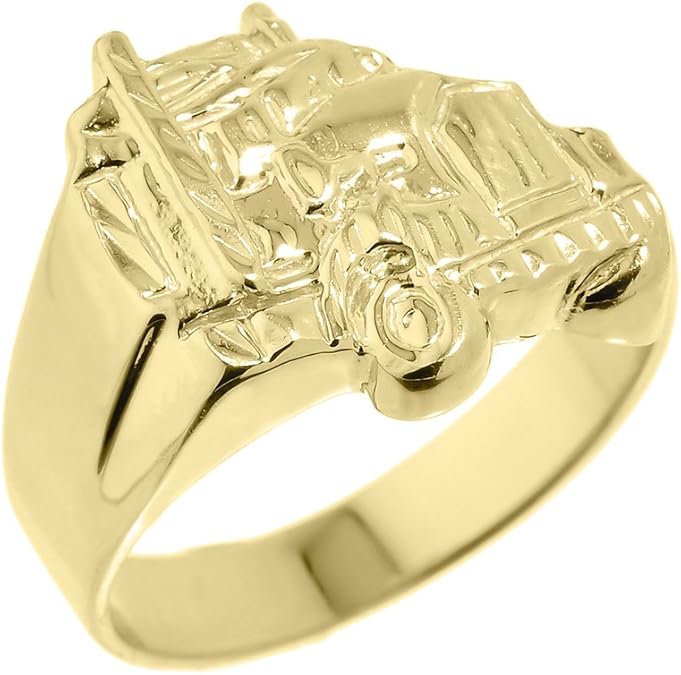 Men's 10k Yellow Gold Truck Design Ring|Amazon.com