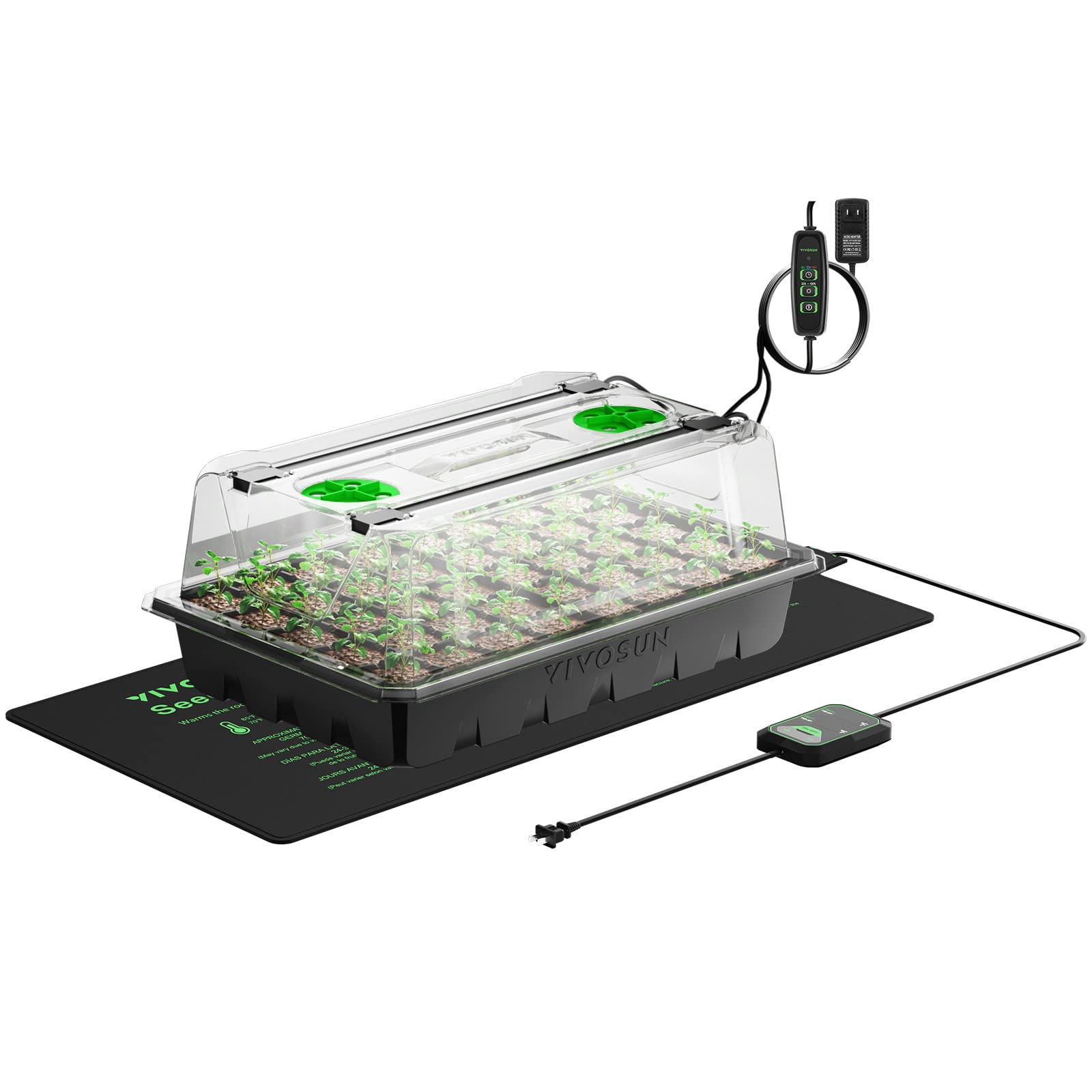 Mua 1-Pack 40-Cell Seed Starter Trays with 1 Set of LED Lights and 10 ...