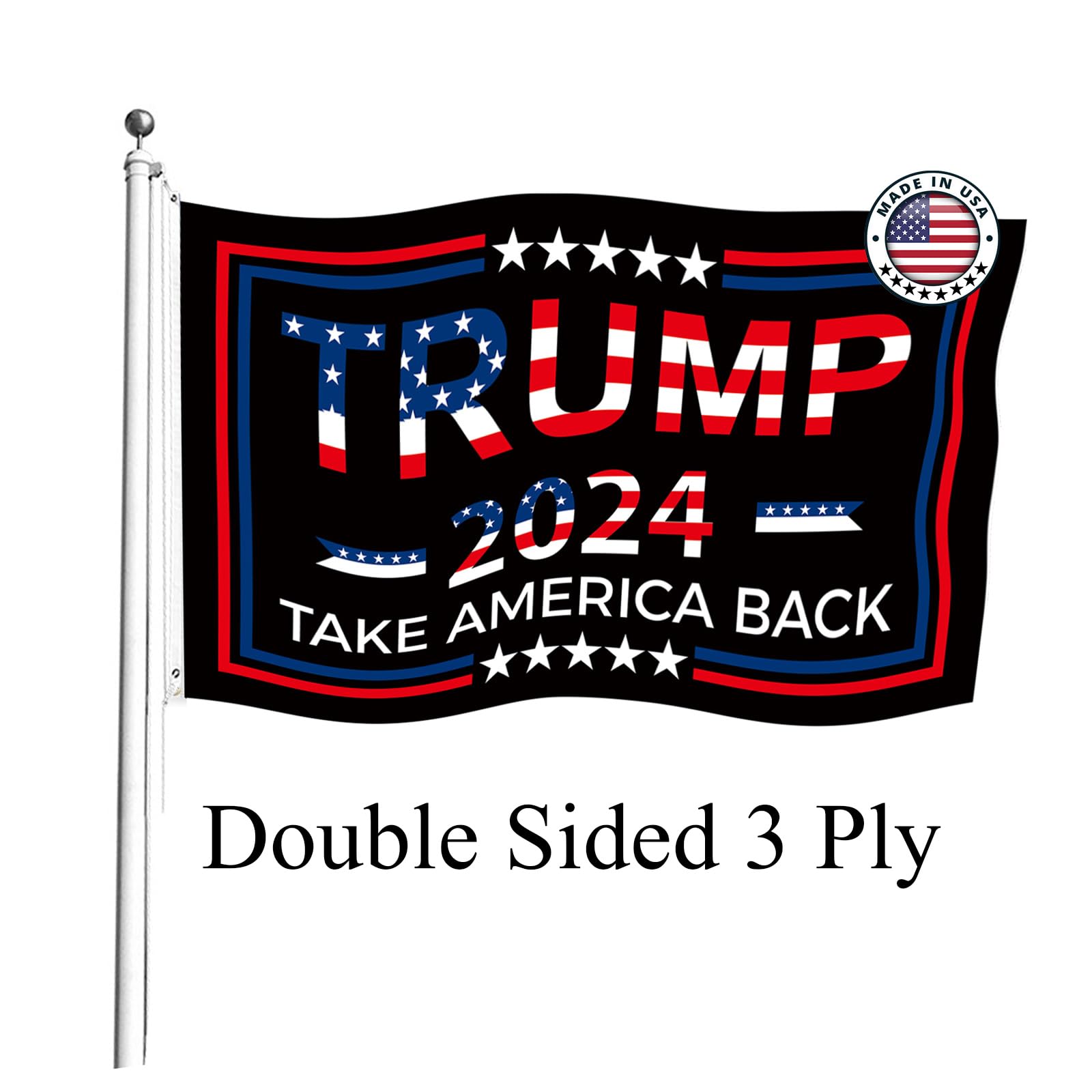 Trump 2024 Flags,3x5 FT Take America Back Trump Flag,Double-Sided 3 Ply Indoor Outdoor ...