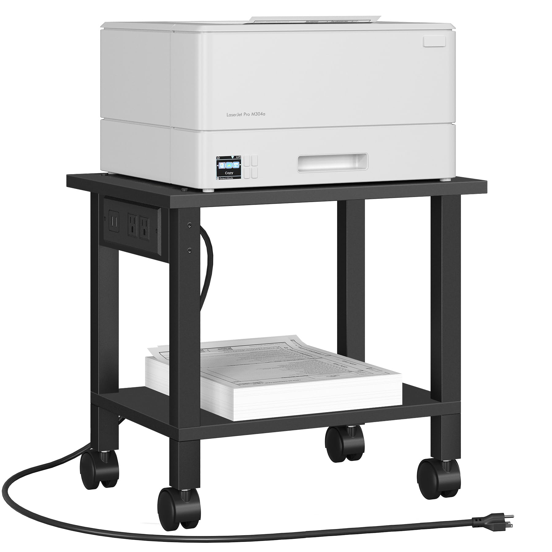 TUTOTAK 2 Tier Printer Stand, Rolling Printer Cart with Power Outlets ...