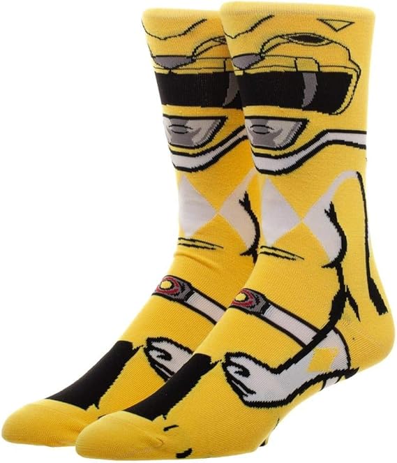 Amazon.com: Power Rangers Yellow Ranger 360 Character Men's Crew Sock ...
