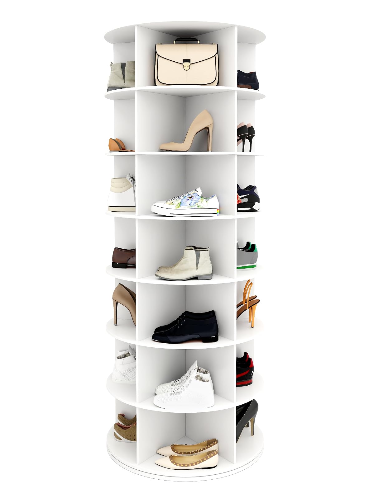 Toemics 7 Tier Rotating Shoe Rack Tower, 360° Spinning Display Lazy ...