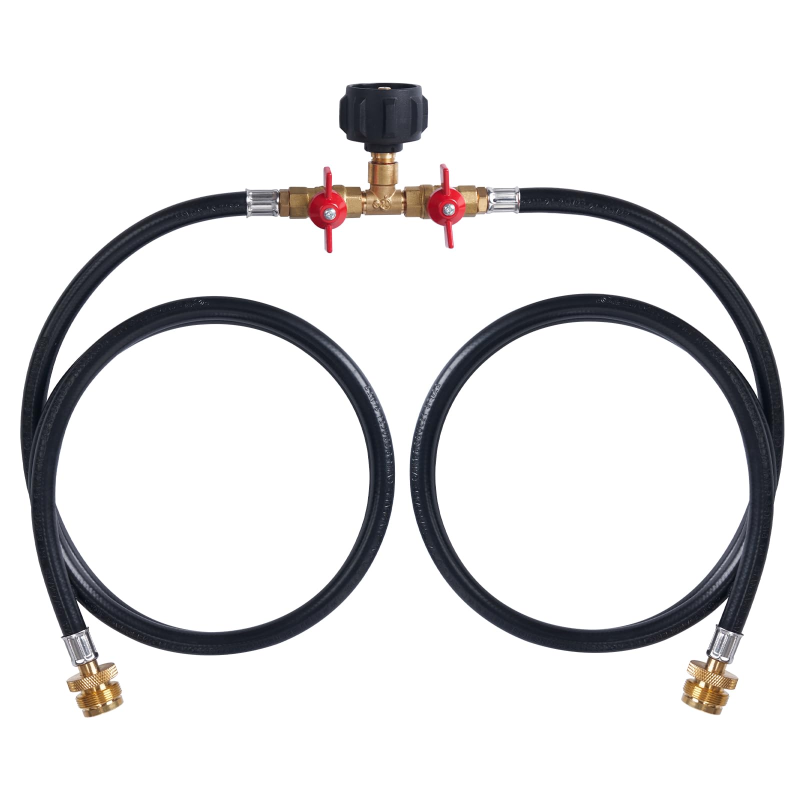SHINESTAR 5 FT Propane Splitter Hose 2 Way with Shut Off Valve, Propane ...