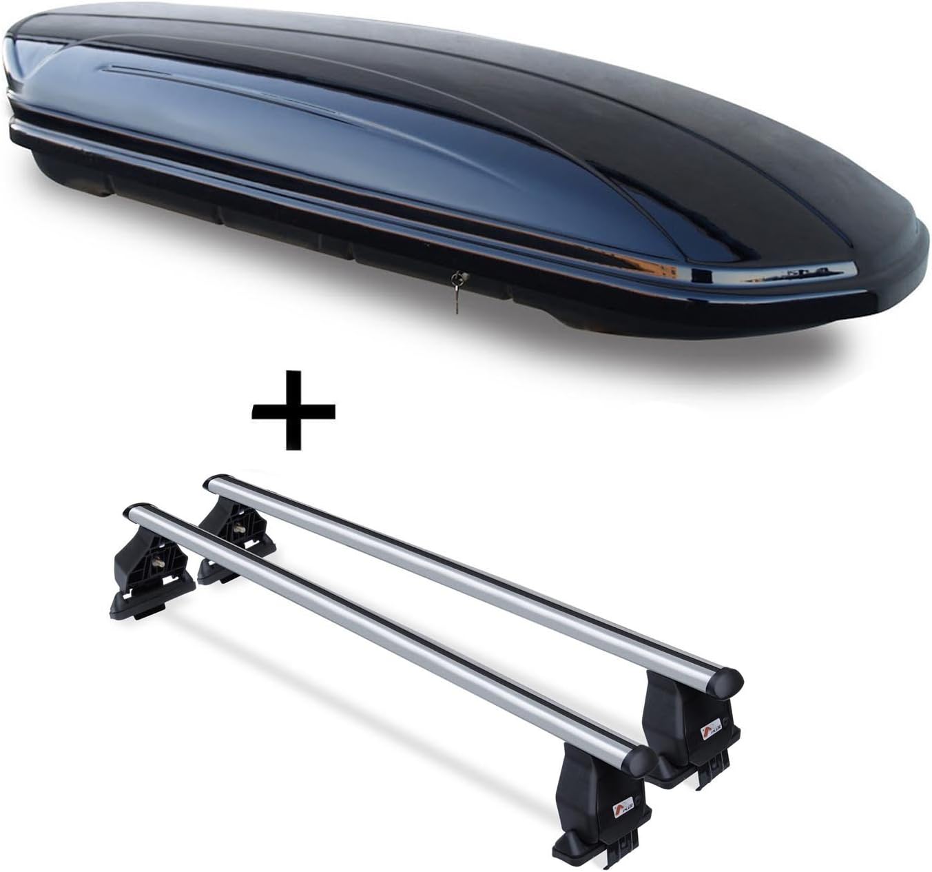 Dachbox VDPMAA320 320Ltr abschließbar schwarz + Dachträger Menabo TEMA ...