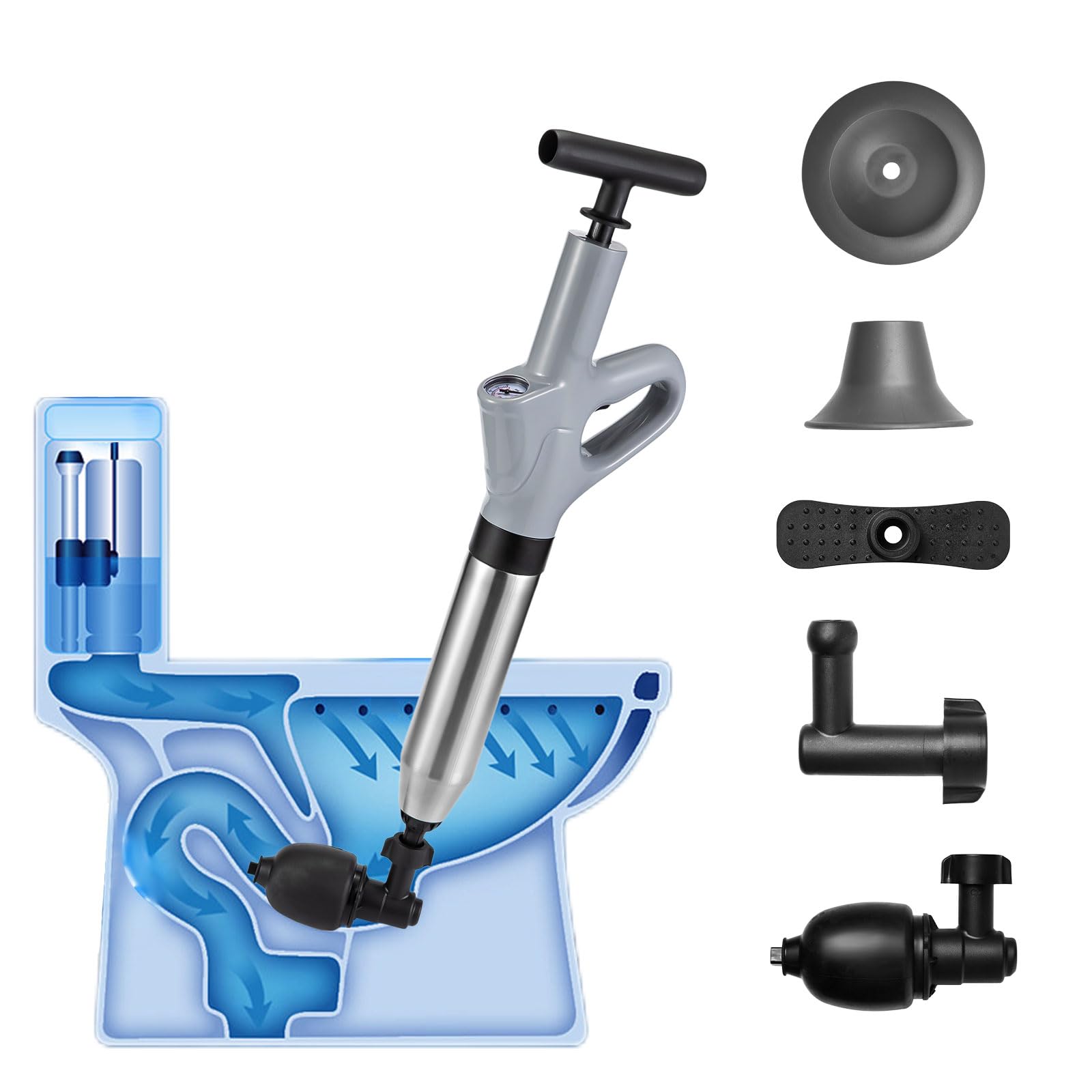 MaxxGeek Toilet Plunge Blaster, High Pressure Toilet Plunger, High ...