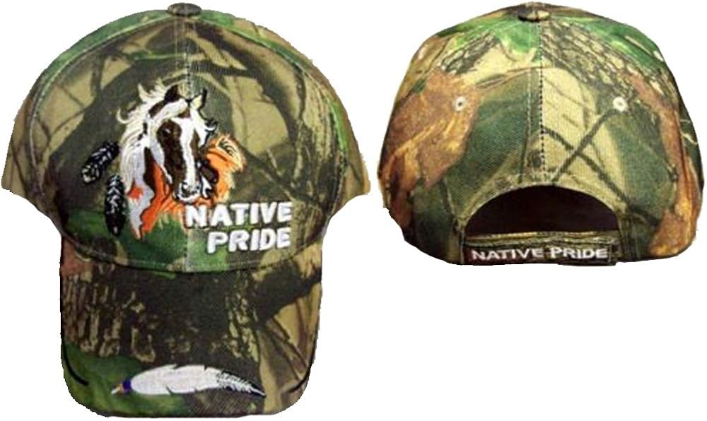 Horses Feathers Native Pride Camo Baseball Caps Hats Embroidered ...