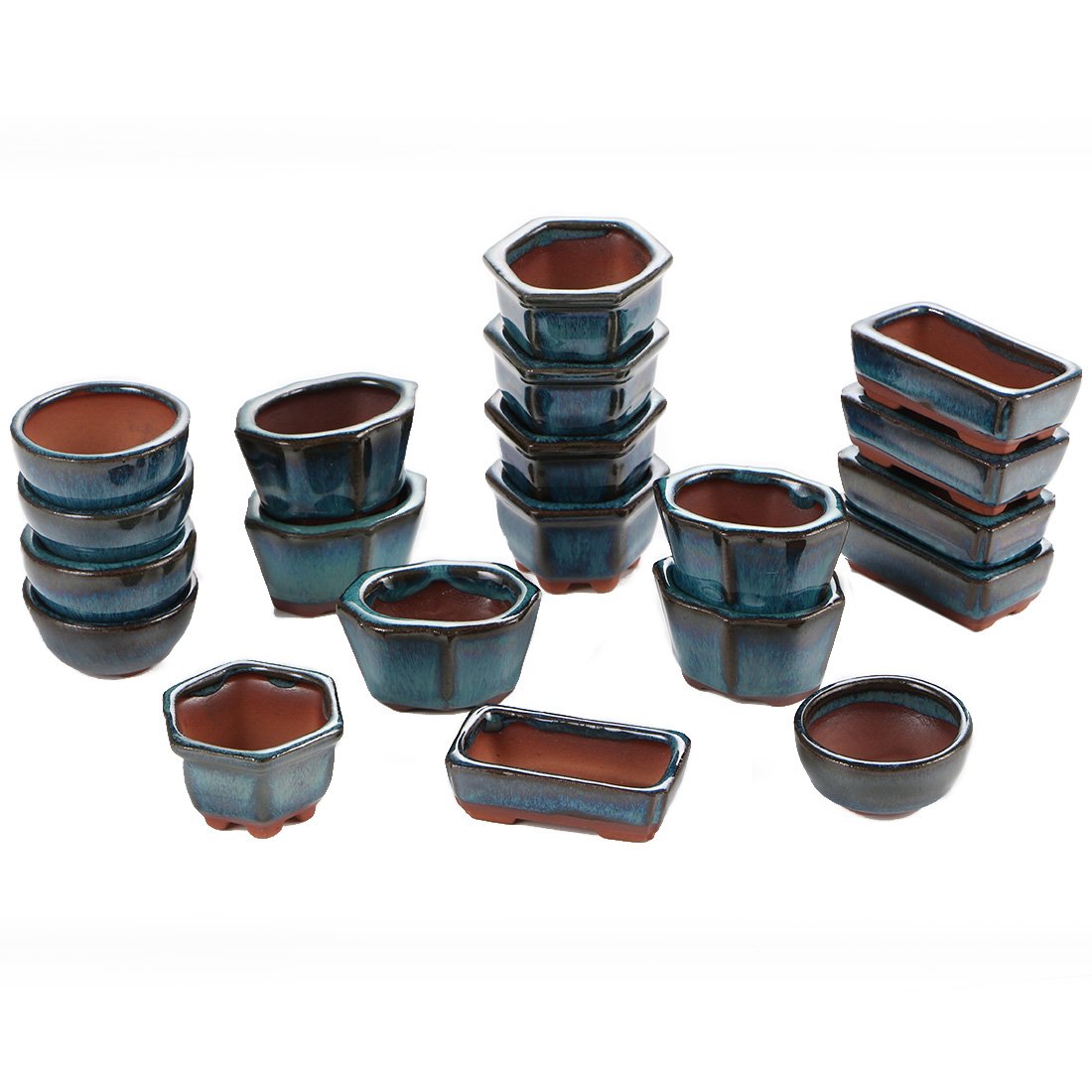 Happy Bonsai 20 Mini Glazed Pots/Small Succulent Plant Flower Planters ...